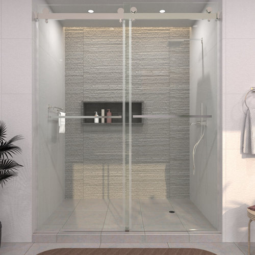 Taimei 60 in. W x 76 in. H Sliding Semi-Frameless Shower Door with ... Taimei 60 in. W x 76 in. H Sliding Semi-Frameless Shower Door with ...